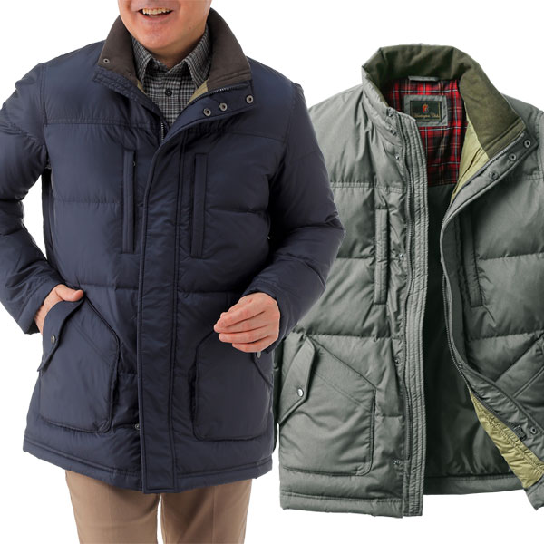 HUNTINGTON CULB ハンティントン・クラブ はっ水 10ポケットダウンハーフコート 内ポケット付 秋冬 メンズ 40代 50代 60代 315-62420-HA