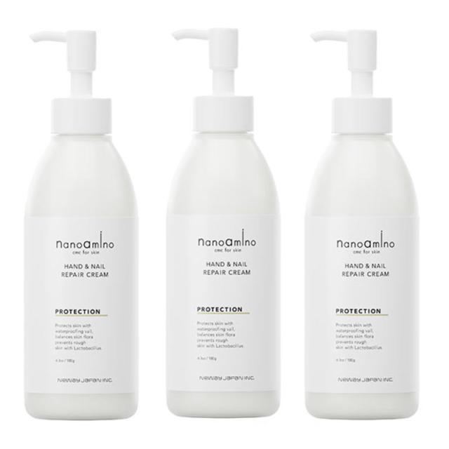 ニューウェイジャパン ナノアミノ　ハンド＆ネイル　リペアクリーム　プロテクション（無香料）　180g×3点セット