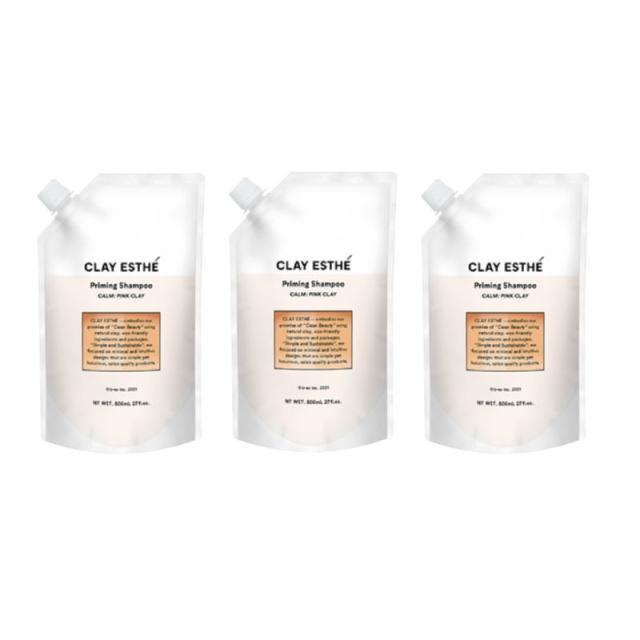 b-ex　クレイエステ　プライミングシャンプー　ピンククレイ　800mlリフィル ×3点セット