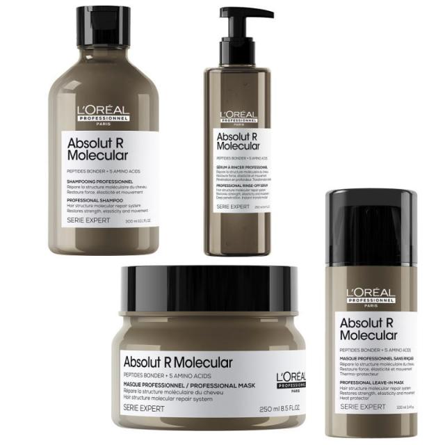 ロレアル セリエ エクスパート アブソルート R モレキュラー シャンプー(300ml)・リンスオフセラム(250ml)・マスク(250ml)・リーブイン(100ml)セット(計4点)