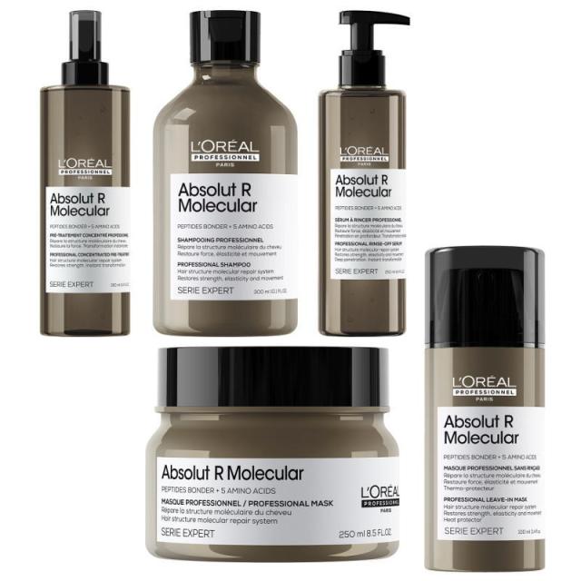 ロレアル セリエ エクスパート アブソルート R モレキュラー プレトリートメント(190ml)・シャンプー(300ml)・リンスオフセラム(250ml)・マスク(250ml)・リーブイン(100ml)セット(計5点)