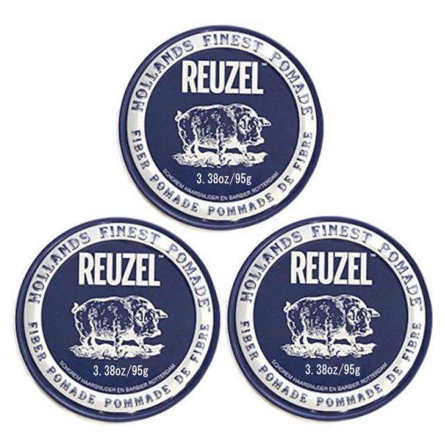 REUZEL　ルーゾーポマード　ファイバー　ネイビー　95g【×3点セット】