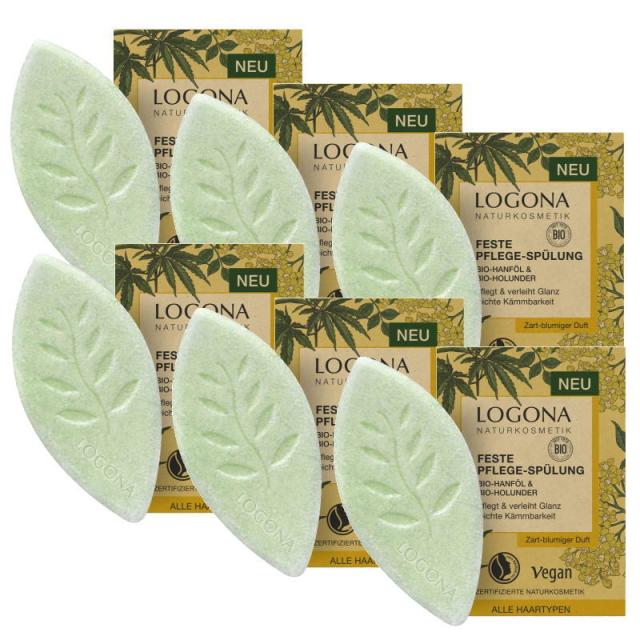 LOGONA ロゴナ　ソリッド　ヘアコンディショナー(ヘンプ＆エルダーフラワー)60g×6点セット
