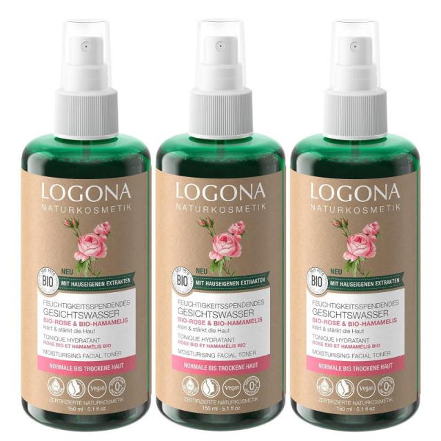 LOGONA ロゴナ　モイスチャライジング　フェイシャルトナー(ローズ＆ハマメリス)(150ml)×3点セット