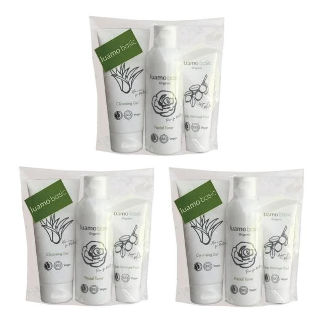 ルアモ ベーシック スキンケアセット(クレンシ゛ンク゛シ゛ェル100ml/フェイシャルトナー150ml/テ゛ィーフ゜ モイスチャライサ゛ー50ml)×3点セット