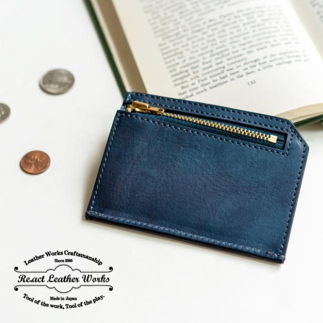 RE.ACT リアクト Solid Indigo Slim Wallet コンパクトウォレット スリムウォレット 財布 ミニ財布 カードケース ケース キャッシュレス インディゴ メンズ 本革 通勤 通学 プレゼント ギフト