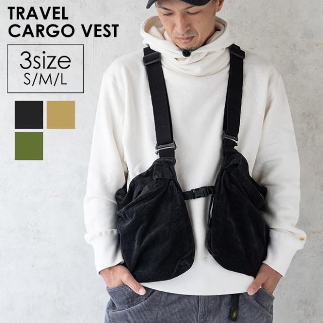 GOHEMP ゴーヘンプTRAVEL CARGO VEST ベスト キャンパーベスト キャンプベスト コーデュロイ 大容量 ヘンプベスト メンズ レディース アウトドア キャンプ フェス ヘンプコットン ハンティングベスト 前開き おしゃれ