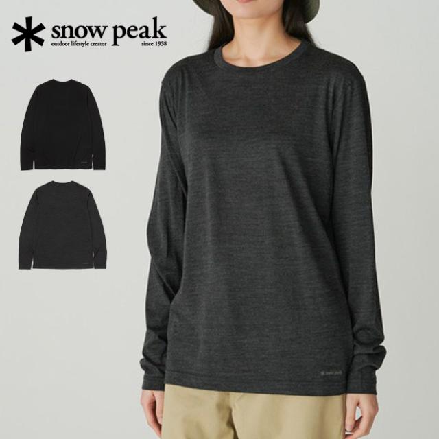 peak スノーピーク Merino Wool Long Sleeve T-Shirt ウォッシャブル メリノウール ロンT 長袖Tシャツ インナー 防臭 アウトドア 防寒 冬