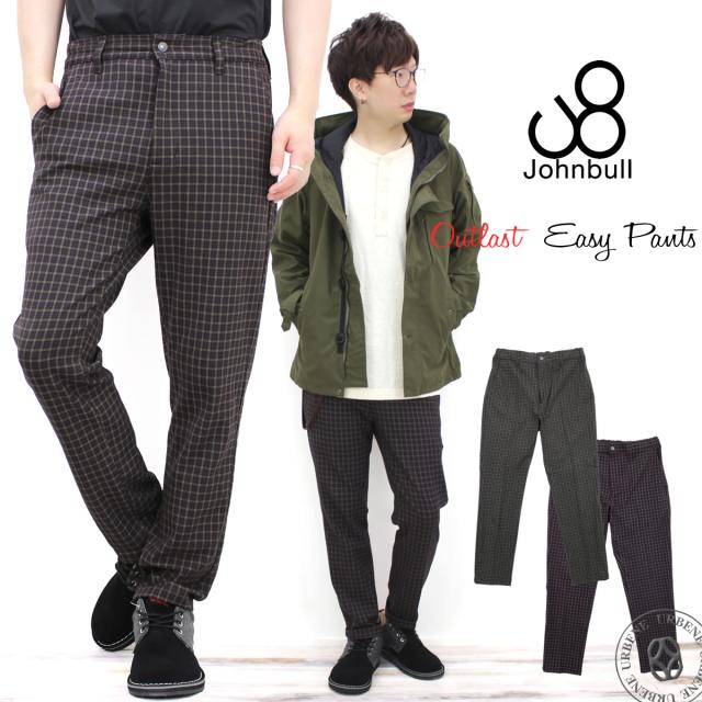 【NASA開発機能素材】ジョンブル メンズ Johnbull アウトラストイージーパンツ チェック柄 ( 21206 ) ストレッチ ウエストゴム ボトムス ロングパンツ テーパード トラッド モード ビジネスシーン 送料無料 春夏秋冬 John bull 紐