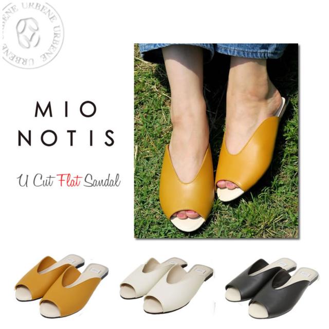 mio notis ミオ ノティス Uカットメタル フラット サンダル 859ｍ 靴 レディース靴 サンダル ブラック ホワイト マスタード オフィスカジュアル おしゃれ アーベン 普段使い 実用的 2025年