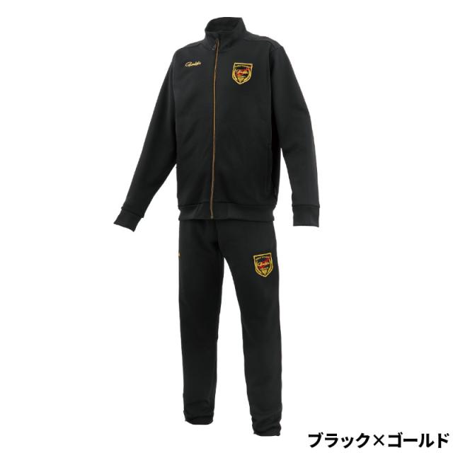 がまかつ ウェア ジャージスーツ(ワッペン) M ブラック×ゴールド GM3781