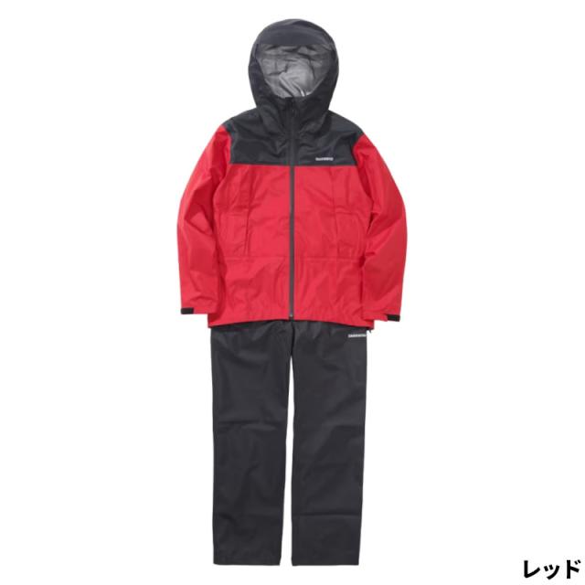 シマノ ウェア 3レイヤー レインスーツ レッド L RA-047X