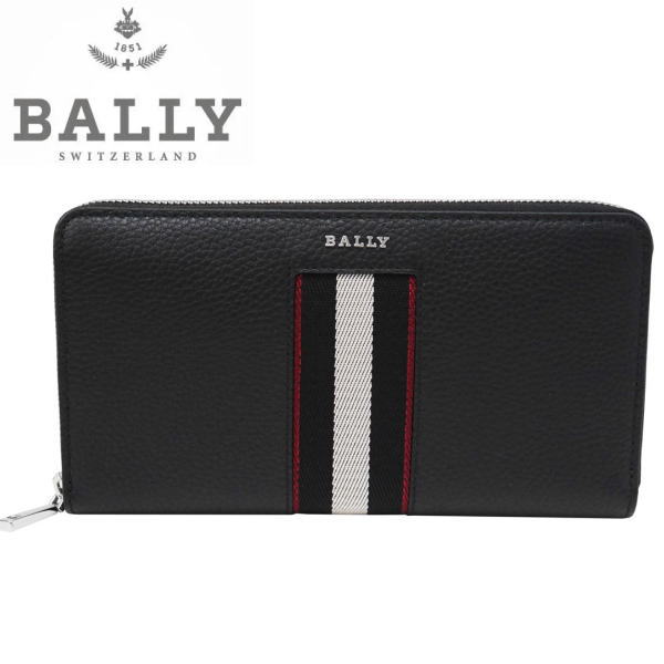 BALLY バリー ラウンドジップ式長財布 ファスナー小銭入れ付 BLACK PALLADI ブラック メンズ財布 ADRIA 6306285