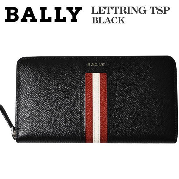 バリー BALLY 長財布 メンズ財布 ファスナー式ラウンドジップ財布 ブラック  BLACK LETTERING TSP 6218049 ギフト プレゼント 贈答品