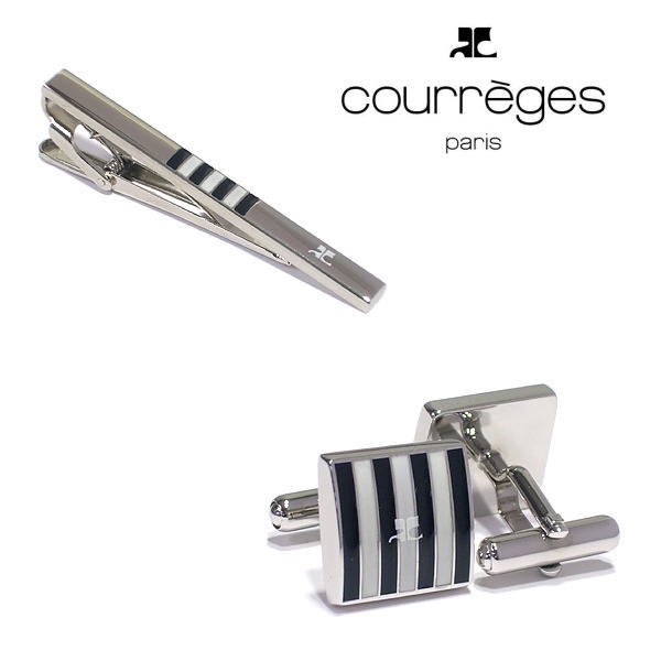 クレージュ courrege タイバーカフスセット シルバー エポキシ樹脂 CT4001A CC6001A