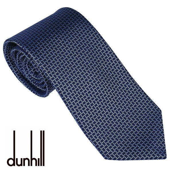 ダンヒル ネクタイ DUNHILL メンズネクタイ シルク100％ イタリー製 ネイビーブルー系 総柄タイプ DU19RPTW1ZE450R