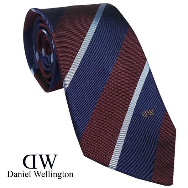 Daniel Wellington ダニエルウェリントン メンズネクタイ ネイビーレッド系 ストライプ系 ワンポイントロゴ DW02500002-264343