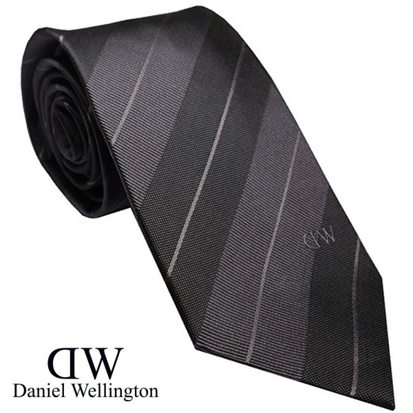 Daniel Wellington ダニエルウェリントン メンズネクタイ グレイ系 ストライプ系 ワンポイントロゴ DW02500003-264460