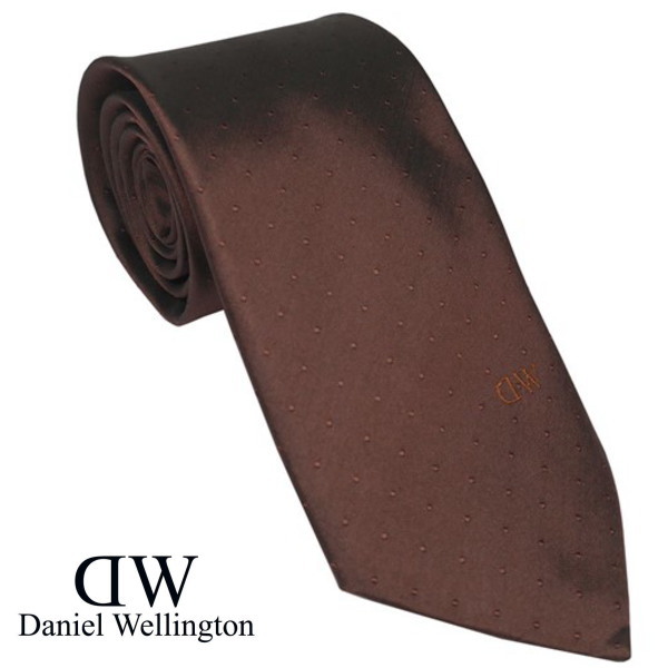 Daniel Wellington ダニエルウェリントン メンズネクタイ ブラウン系 ドット柄 ワンポイントロゴ DW02500010-265474