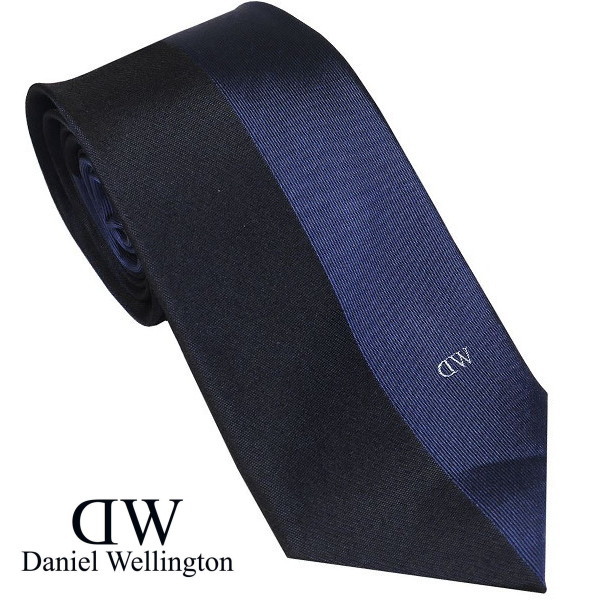 Daniel Wellington ダニエルウェリントン メンズネクタイ ネイビーブルー系 ツートン柄 ワンポイントロゴ DW02500011-265528
