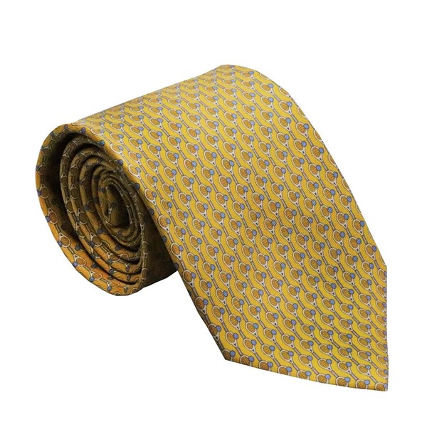 サルバトーレ フェラガモ salvatore ferrgamo ネクタイ イエロー系 シルク100％ イタリー製 714014 ギフト プレゼント 贈答品 記念品