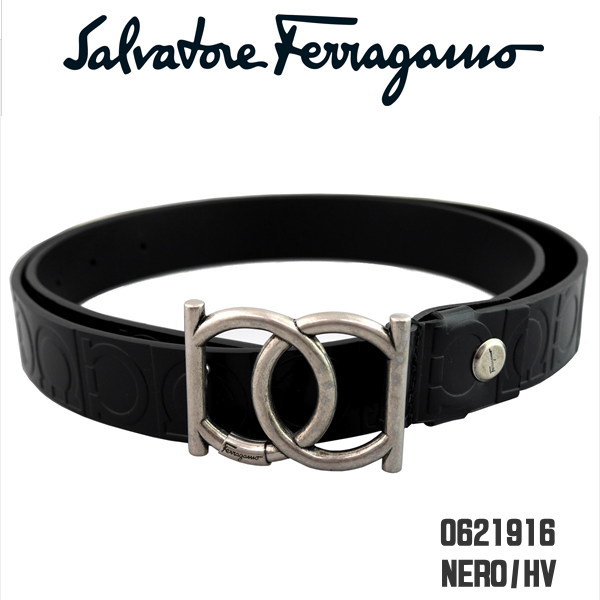 サルバトーレ フェラガモ salvatore ferragamo メンズベルト 115cm 120cm NERO HV ブラック  ガンメタルダブルガンチーニバックル 並行輸入品