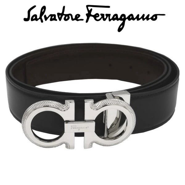 サルバトーレ フェラガモ salvatore ferragamo メンズベルト115cm NERO ブラック  ダブルガンチーニバックル 並行輸入品