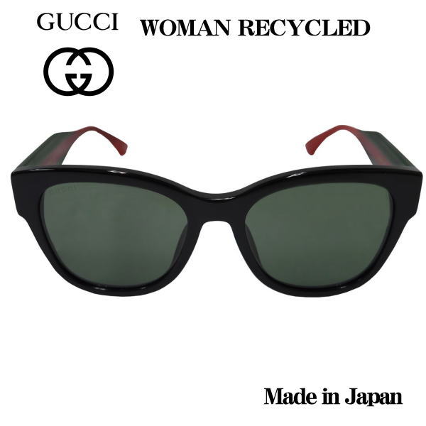グッチ サングラス レディス GUCCI Sunglass ブラック グリーン グレイ WOMAN RECYCLED GG1866SK-001-56 2025SS