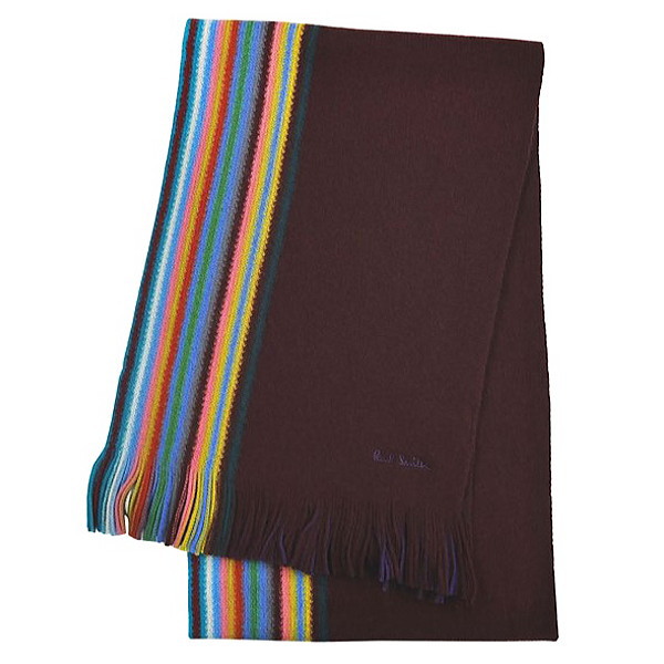 ポールスミス マフラー メリノウール100％ バーガンディストライプ系 PAIL SMITH  BURGUNDY/BORDE M1A-150F-J346-28 ギフト プレゼント 贈答品