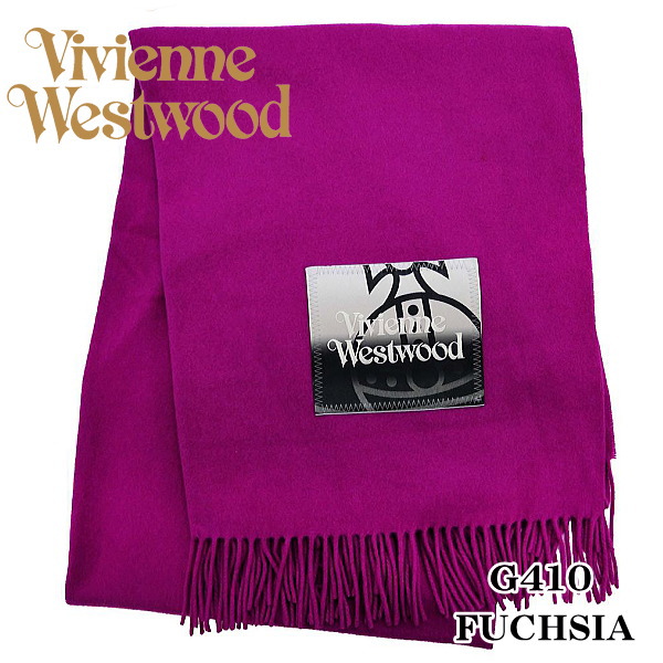 Vivienne Westwood ヴィヴィアン・ウエストウッド マフラー スカーフ フクシア ウール100％ イタリー製 2025AW G410 ギフト プレゼント クリスマス