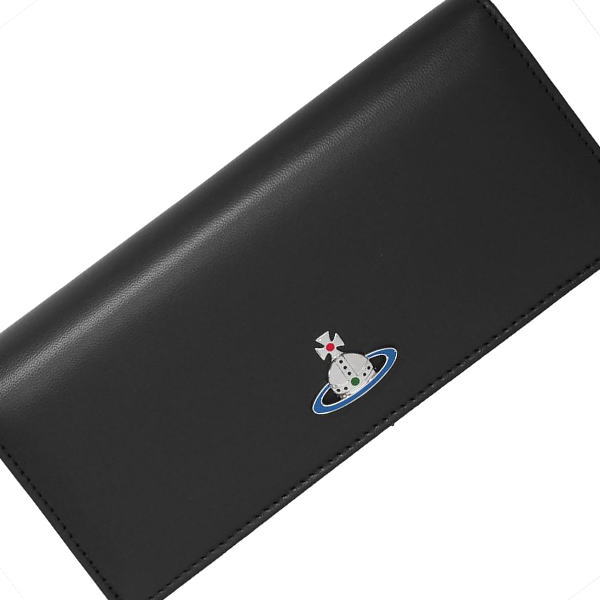 Vivienne Westwood ヴィヴィアン・ウエストウッド 二つ折り長財布（小銭ガマ口）イタリー製 N403  BLACK  NAPPA LEATHER 51040027-L001L-PF