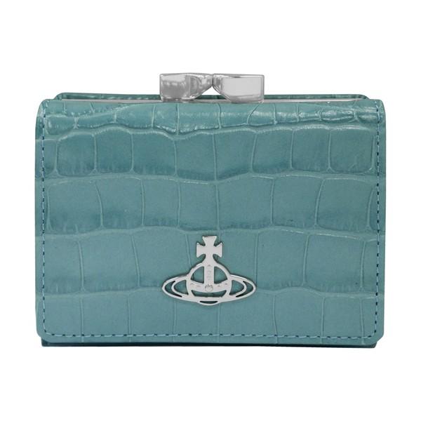 Vivienne Westwood ヴィヴィアンウエストウッド 三つ折り財布（小銭ガマ口）CROCODILE 51010018-L0039-PF K403 LIGHT BLUE/SILVER