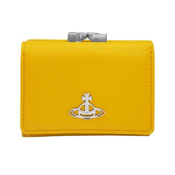 Vivienne Westwood ヴィヴィアンウエストウッド 三つ折り財布 小銭ガマ口 RE-VEGAN GRAIN 51010018-S000D-PF E406 YELLOW ギフト プレゼント