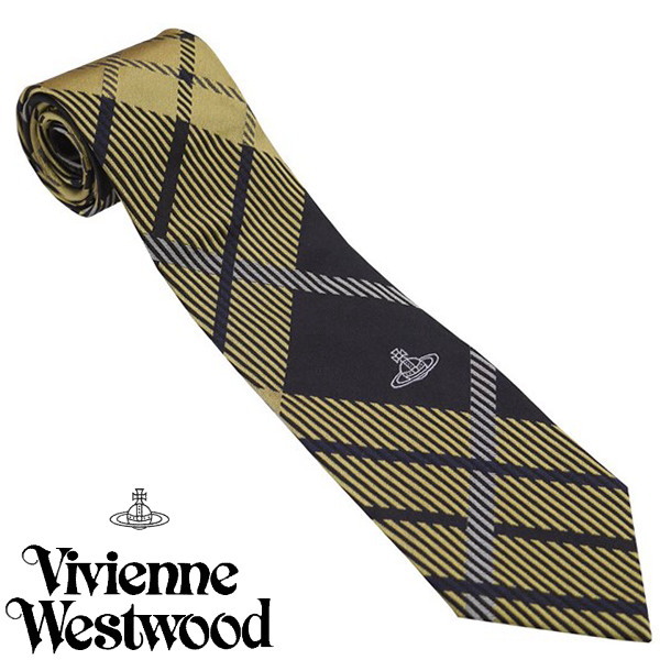 Vivienne Westwood ヴィヴィアン・ウェストウッド ネクタイ チェック柄 ブラック系 イタリー製 シルク100％  81050004-W0100-N401-BLACK AW24