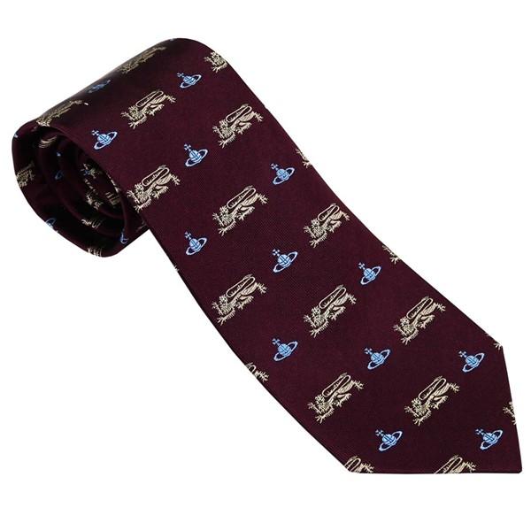 Vivienne Westwood ヴィヴィアン・ウェストウッド ネクタイ ボルドー系 モチーフ柄 イタリー製 シルク100％ AW25 81050004-W0195-I401 BORDEAUX ギフト プレゼント