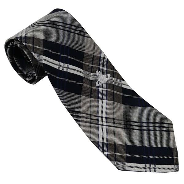 Vivienne Westwood ヴィヴィアン・ウェストウッド ネクタイ ブラック系 タータンチェック柄 イタリー製 シルク100％ AW25 81050004-W0196-N401-BLACK ギフト プレゼント