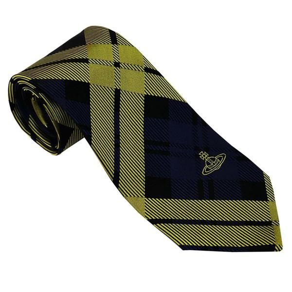 Vivienne Westwood ヴィヴィアン・ウェストウッド ネクタイ イエロー系 マドラスチェック柄 イタリー製 シルク100％ AW25 81050004-W0197-E401-YELLOW ギフト プレゼント