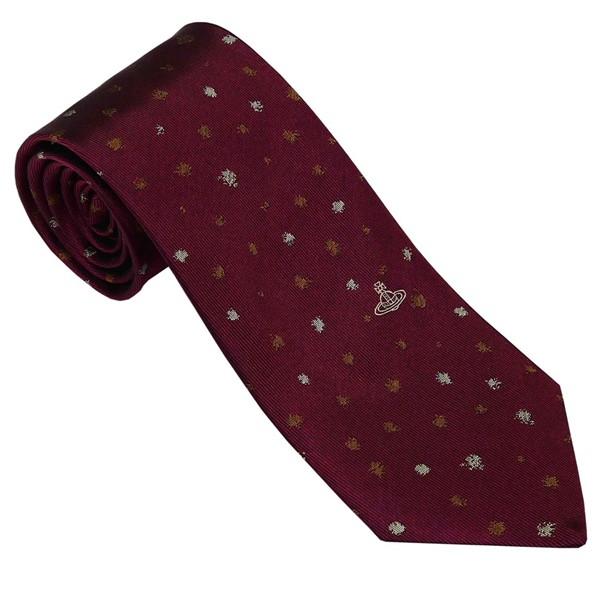 Vivienne Westwood ヴィヴィアン・ウェストウッド ネクタイ ボルドー系 ドット柄 イタリー製 シルク100％ AW25 81050004-W0199-I401 BORDEAUX ギフト プレゼント