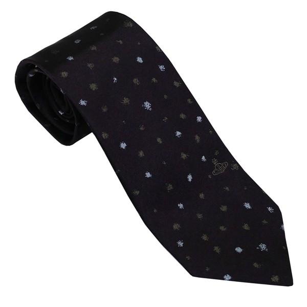 Vivienne Westwood ヴィヴィアン・ウェストウッド ネクタイ オーベルジーン系（深紫） ドット柄 イタリー製 シルク100％ AW25 81050004-W0199-J411 AUBERGINE ギフト プレゼント