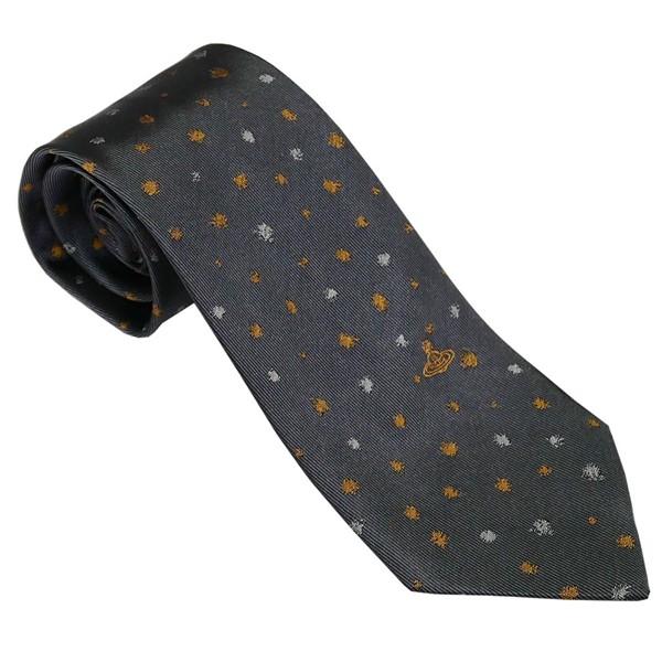 Vivienne Westwood ヴィヴィアン・ウェストウッド ネクタイ グレー系 ドット柄 イタリー製 シルク100％ AW25 81050004-W0199-P401 GREY ギフト プレゼント