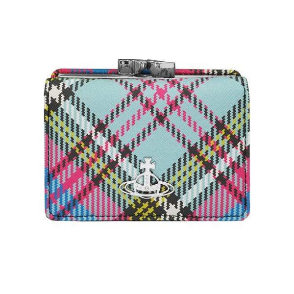 Vivienne Westwood ヴィヴィアンウエストウッド 3つ折り財布 小銭ガマ口  イタリー製 51010018-S000V BIOGREEN SAFFIANO PRINTED O102 McANDY Tartan