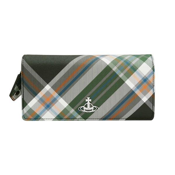 Vivienne Westwood ヴィヴィアン・ウエストウッド 長財布 DERBY イタリー製 51060025-S0012 二つ折り長財布 BIOGREEN SAFFIANO PRINTED O102 DERBYTARTANGREEN