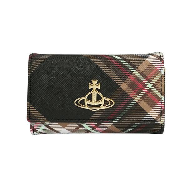 Vivienne Westwood ヴィヴィアン・ウエストウッド キーケース DERBY イタリー製 51020001U-S001K BIOGREEN SAFFIANO PRINTED D101 TARTAN BROWN/BLACK