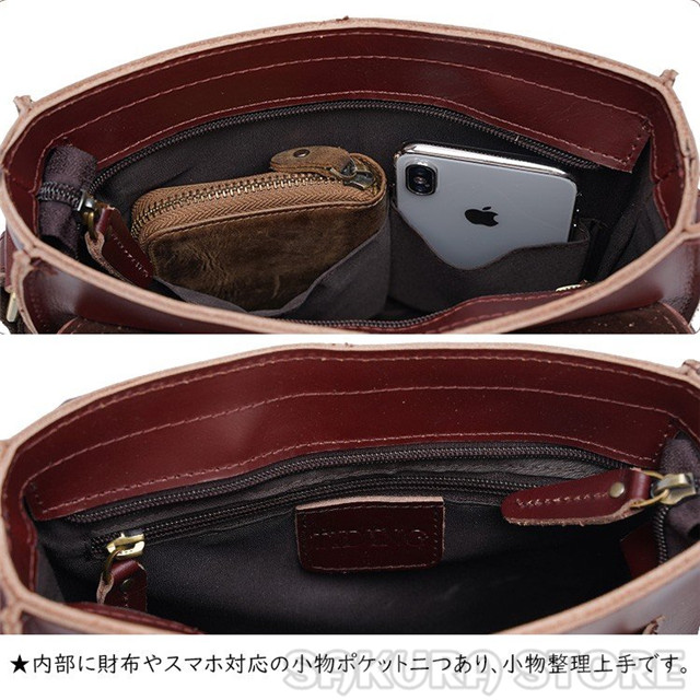 送料無料 レトロ 本革 レザー メンズ ショルダーバッグ iPad対応 自立