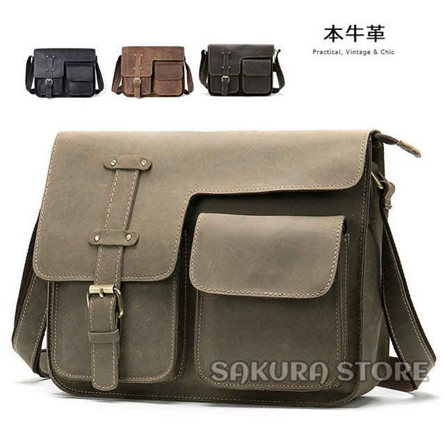 ショルダーバッグ メッセンジャーバッグ 斜め掛け 肩掛け メンズ A4 本革 厳選牛革 レザー 革 レザーバッグ ビジネス 通学 通勤 お出かけ バッグ 父の日
