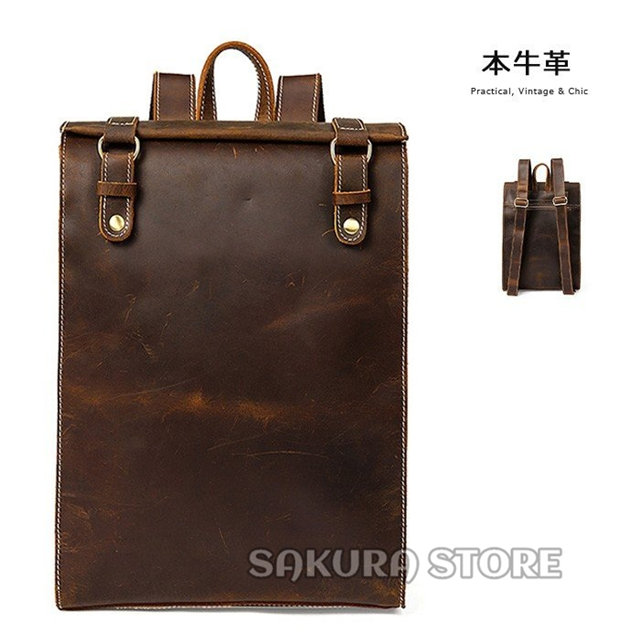 本革 厳選牛革 リュックサック スクエア リュック バックパック メンズ 大容量 A4 デイバック 通勤 通学 ビジネス アウトド レザー 革 バッグ 父の日