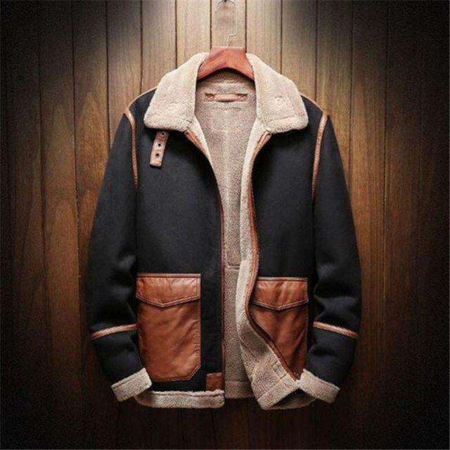 送料無料★ムートンコート メンズ ライダース 大人気 コート ブルゾン 革ジャン 裏起毛 裏ボア 厚手 バイク用 大きいサイズあり 冬物