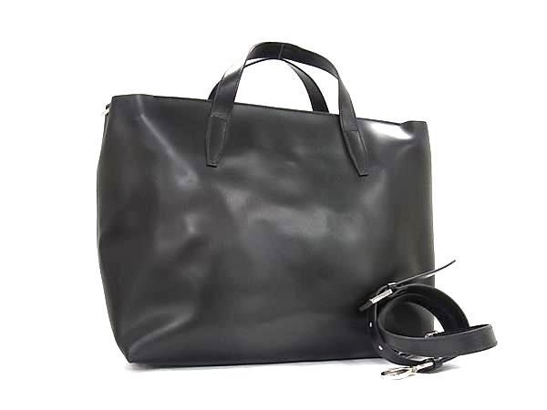 BARNEYS NEWYORK バーニーズ ニューヨーク ハンドバッグ 2WAY トートバッグ ブラック レザー ユニセックス シルバー金具 美品【本物保証】