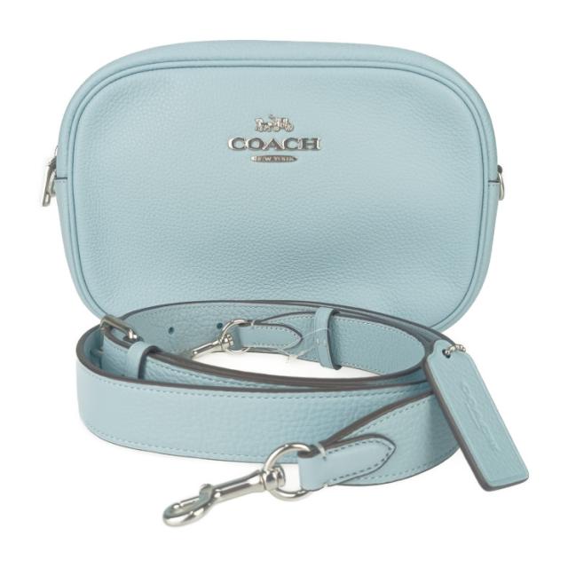新古未使用展示品 COACH コーチ ショルダーバッグ ジェイミー カメラ バッグ CA207 ライトブルー系 ペブルレザー レディース 2WAY セカンドバッグ シルバー金具【本物保証】