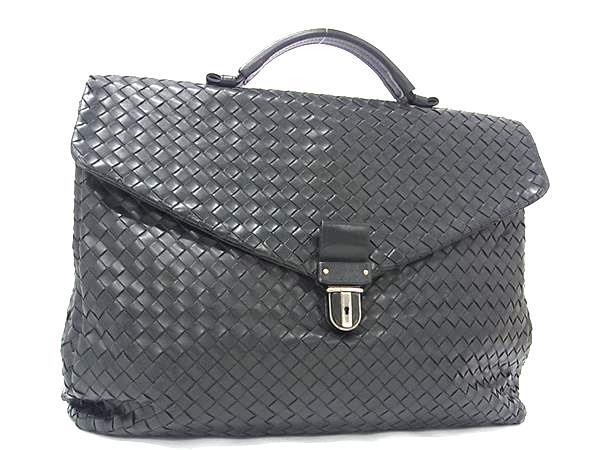 BOTTEGA VENETA ボッテガヴェネタ ビジネスバッグ イントレチャート 122139 ブラック レザー メンズ シルバー金具【本物保証】
